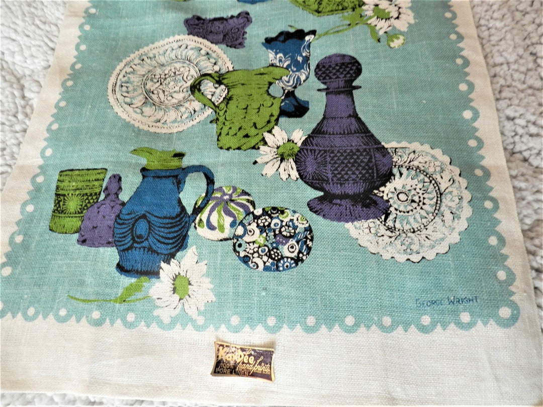 NOS Signed Towel, Turquoise, Blue, Kay Dee, George Wright - Etsy