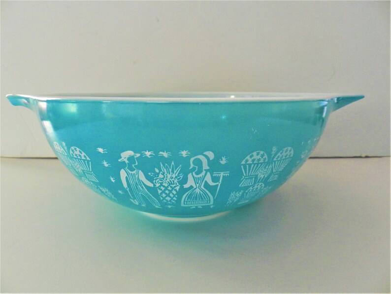 Pyrex Butterprint Bowl Set, 4 Pc Pyrex Amish Bowl Set, Turquoise Pyrex ...