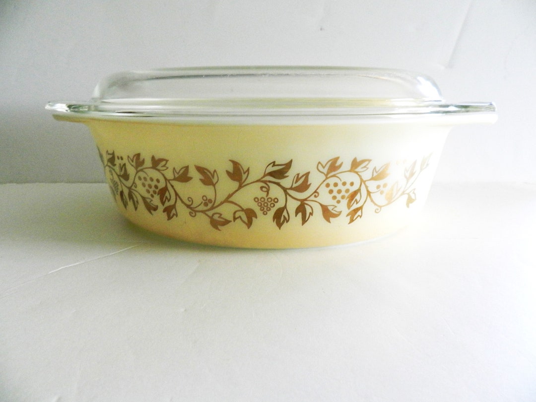 Pyrex Golden Grapevine Casserole, Pyrex 2.5 Qt Covered Dish, Oval Pyrex ...