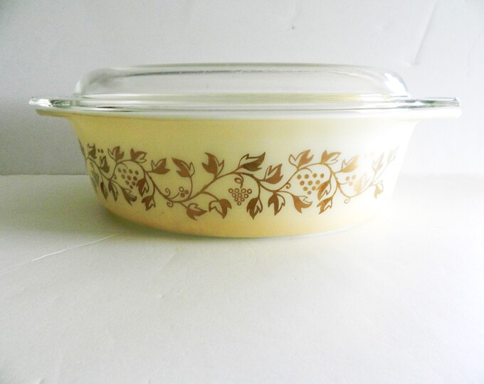 Pyrex Golden Grapevine Casserole, Pyrex 2.5 Qt Covered Dish, Oval Pyrex ...