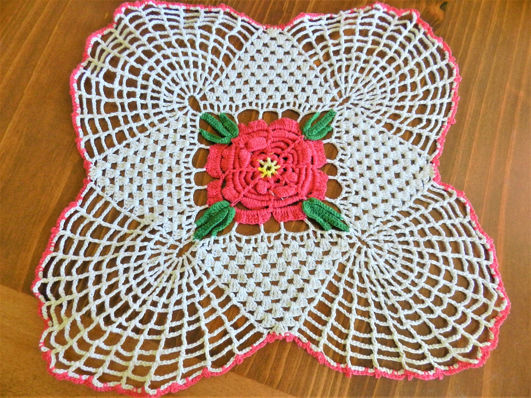 Raised Rose Doily Red Raised Rose Doily Table Mat Hand - Etsy