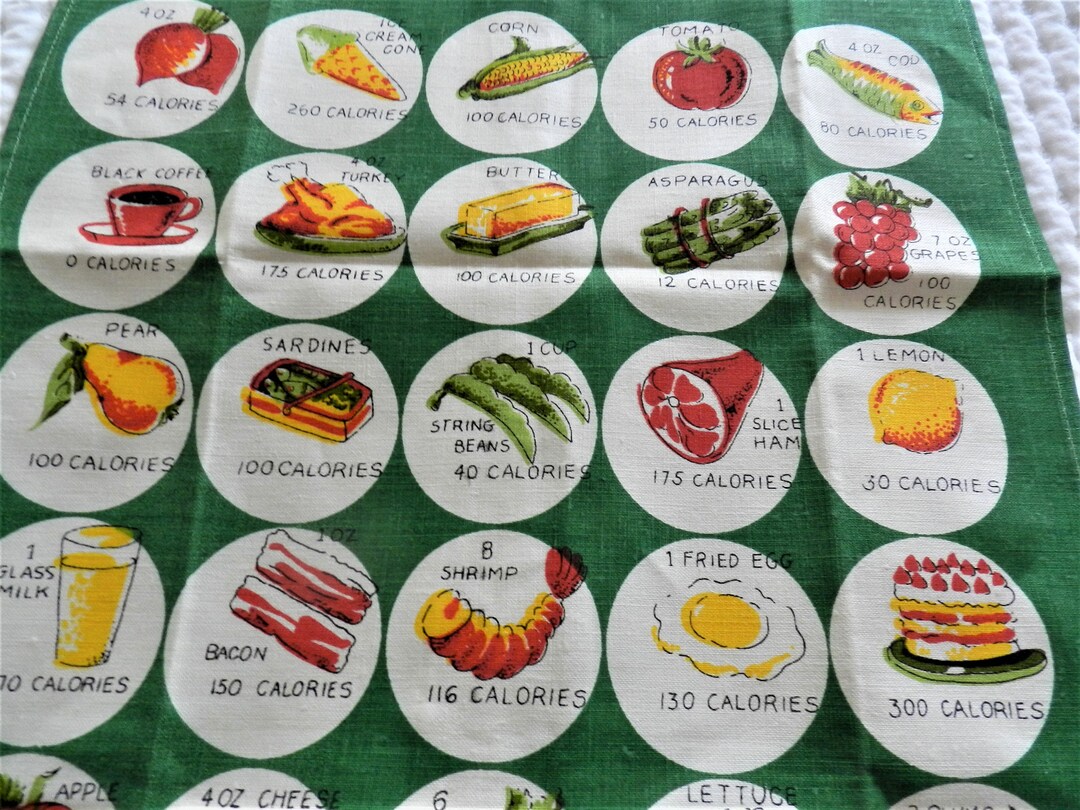 NOS Calories Towel, Parisian Prints, Food Towel, Linen, - Etsy