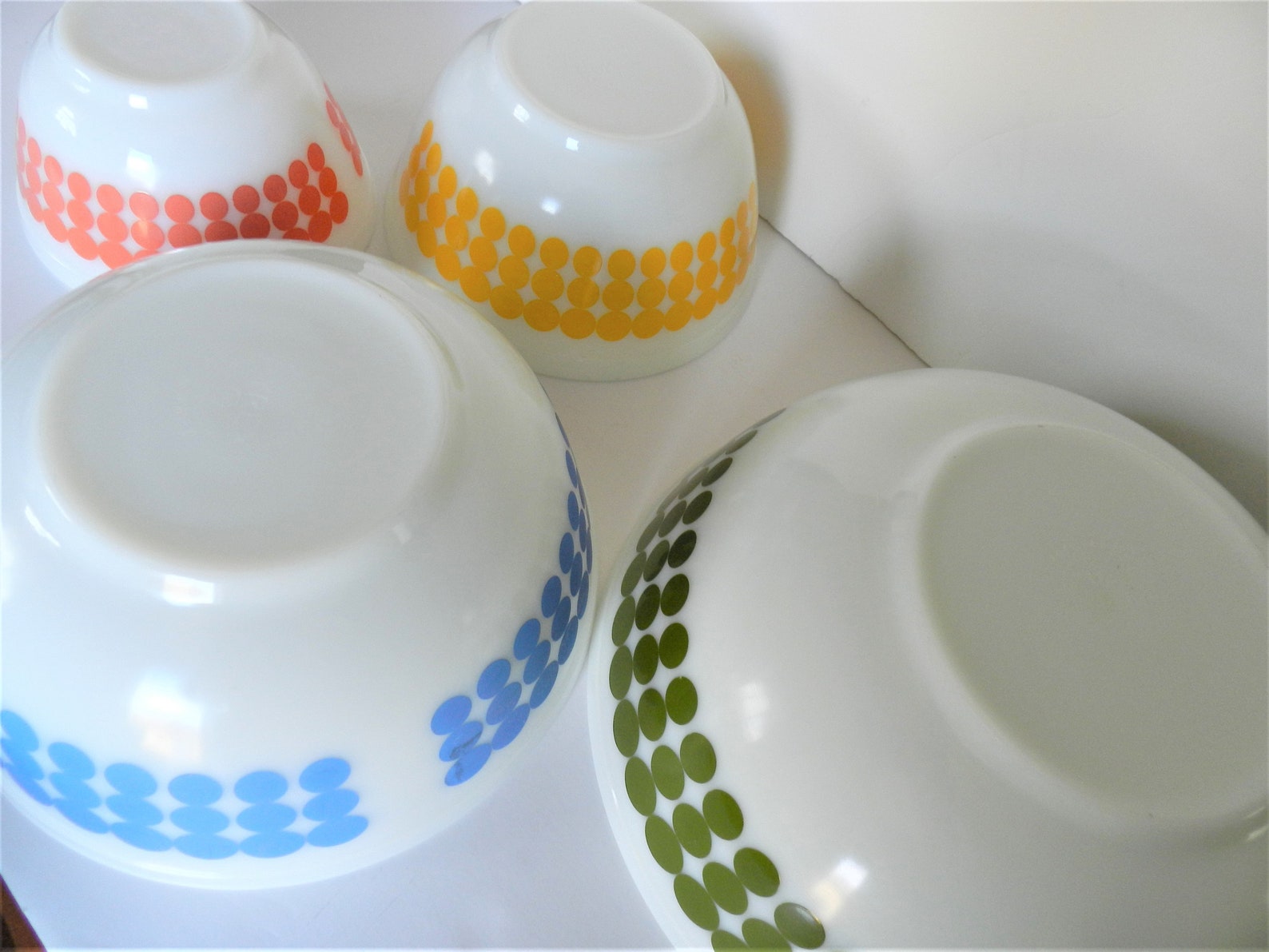 Pyrex Dot Bowl Set, 4 Pc Dot Bowls, Nesting Bowls, Retro Kitchen, Pyrex ...