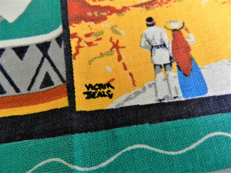 Vintage Victor Beals Native American Chief & Grand Canyon Print Towel ...