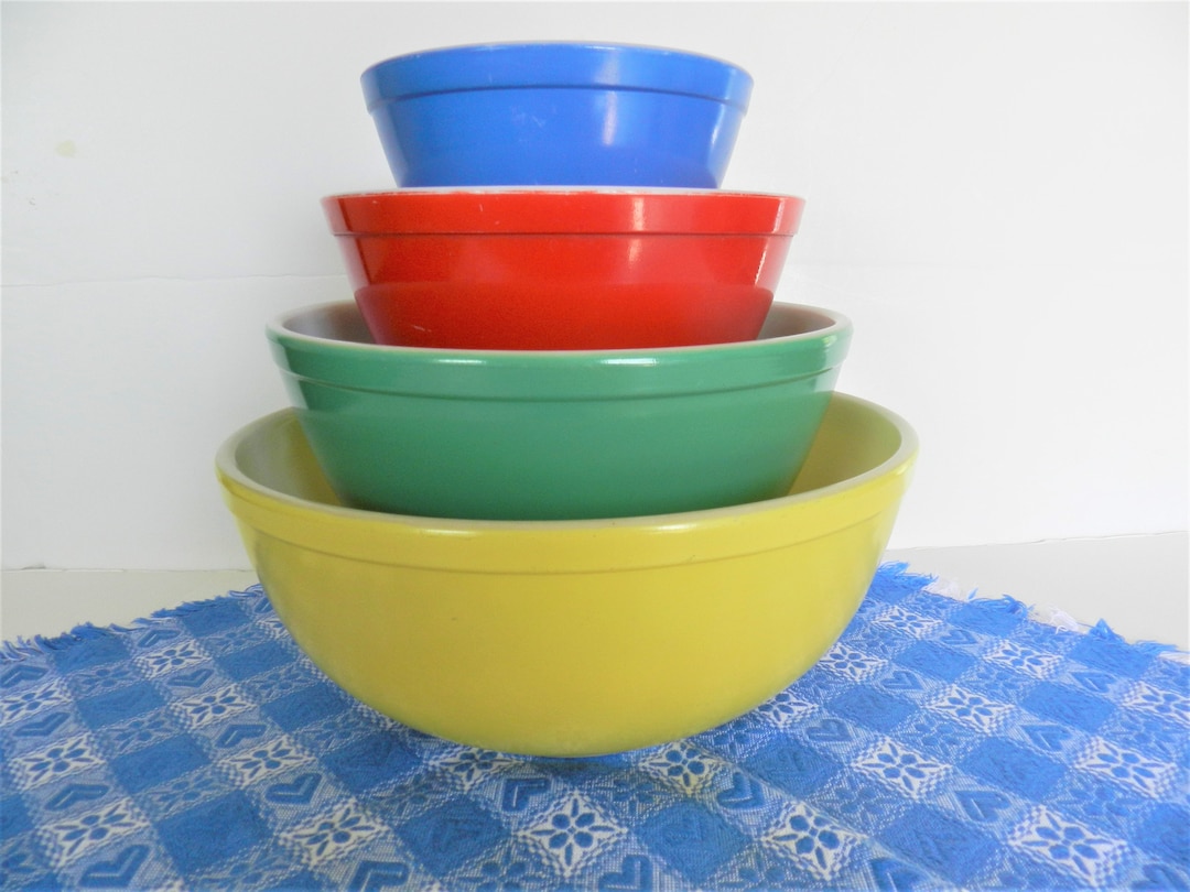 Pyrex Bowl Set, Primary Nesting Bowls, Pyrex Primary Bowls, Retro Pyrex ...