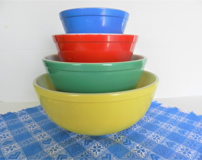 Pyrex Bowl Set, Primary Nesting Bowls, Pyrex Primary Bowls, Retro Pyrex ...