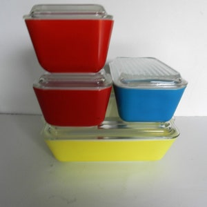 Pyrex Refrigerator Set, Primary Refrigerator Bowls, Pyrex Kitchen ...
