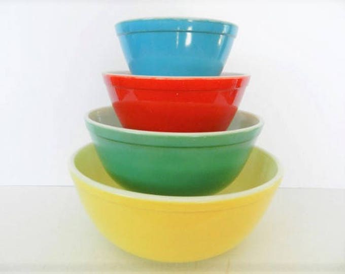 Pyrex Bowl Set, Primary Nesting Bowls, Pyrex Primary Bowls, Retro Pyrex ...