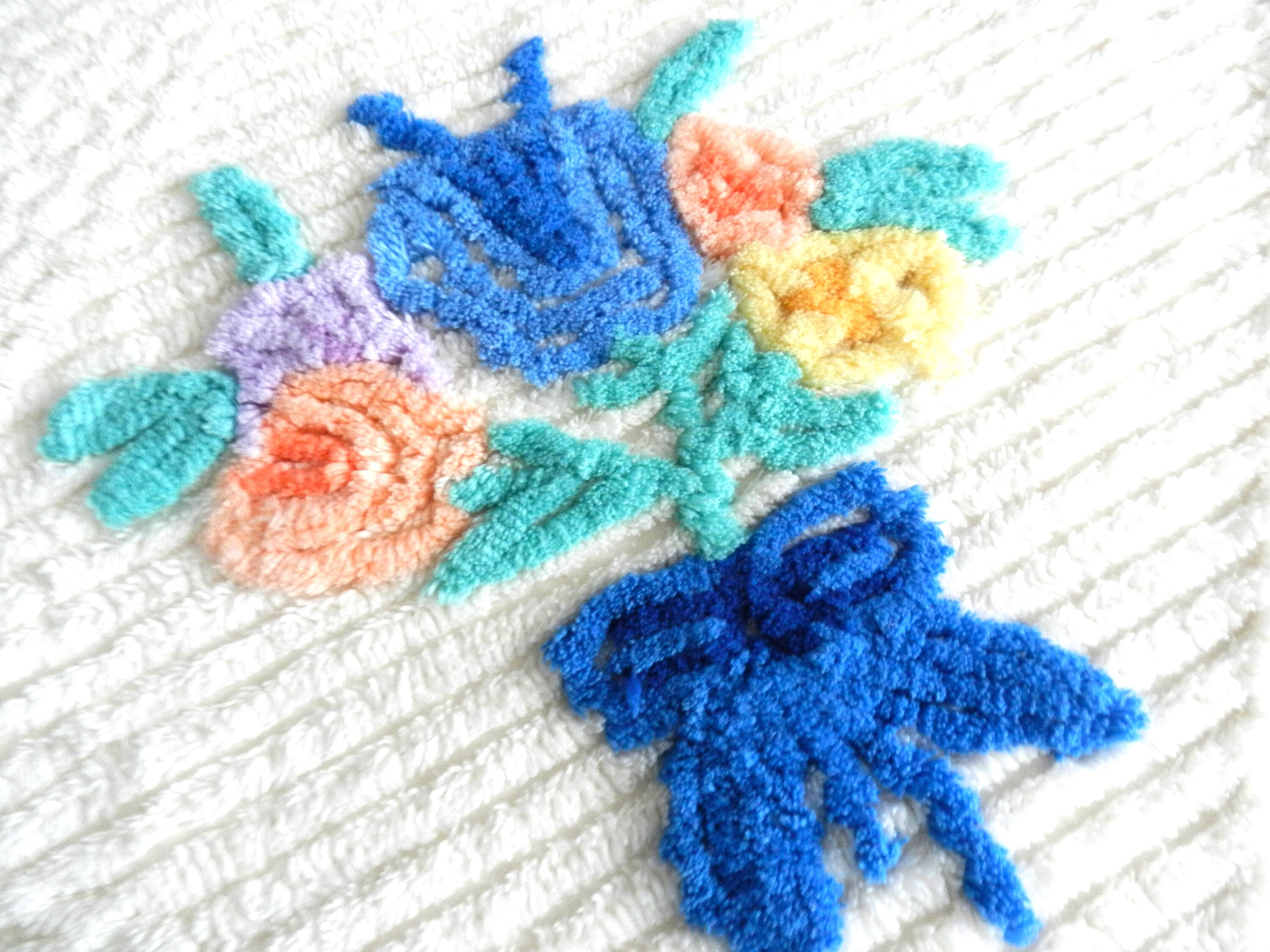 Royal Blue Plush Chenille, Full Blue Chenille Bedspread, Chenille ...
