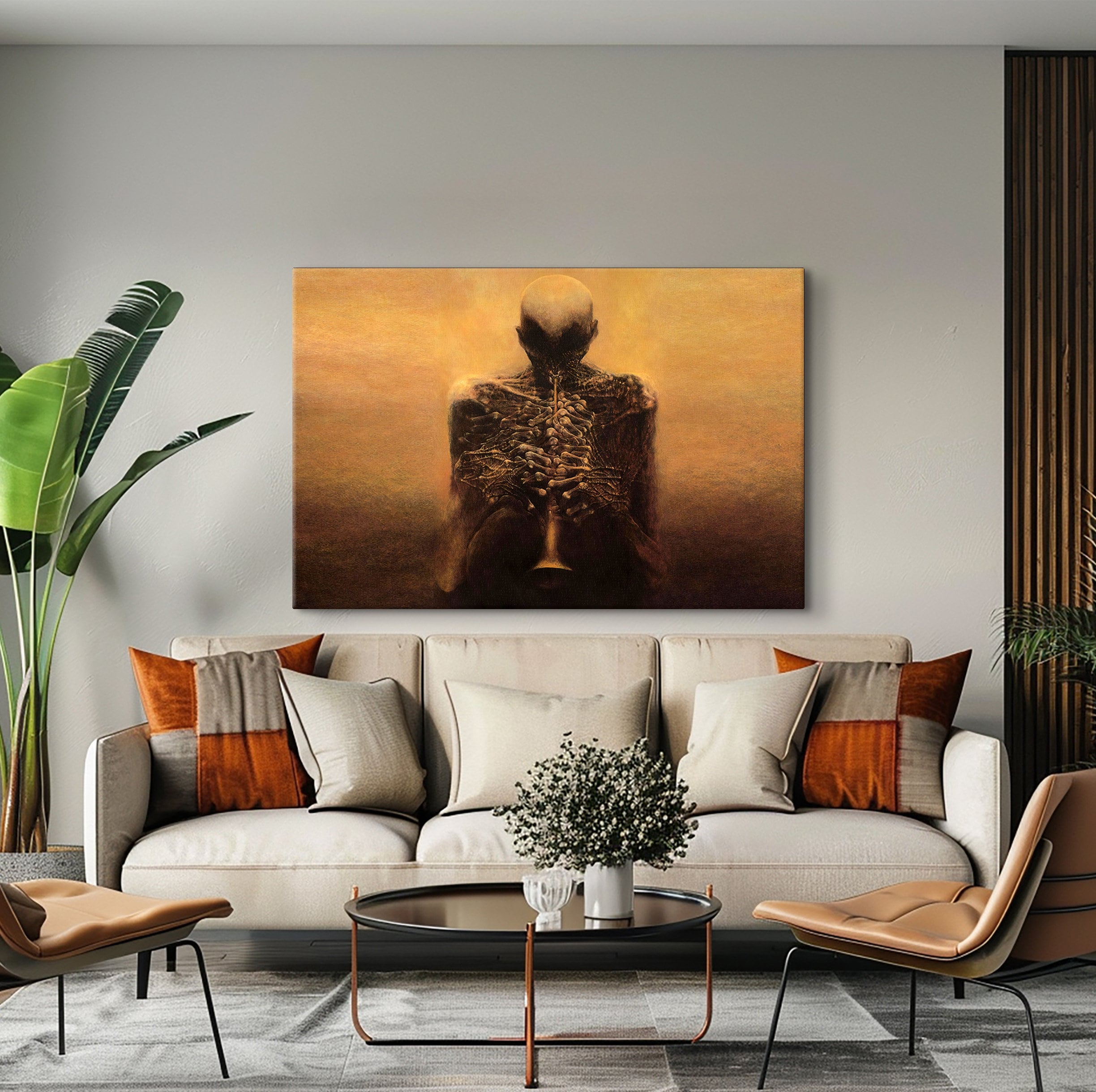 Zdzislaw Beksinski Poster, Skeleton Playing the Trumpet, Surreal Print ...