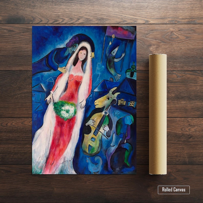 Marc Chagall 'bride and Violinist Goat' Surrealist Art Print - Etsy