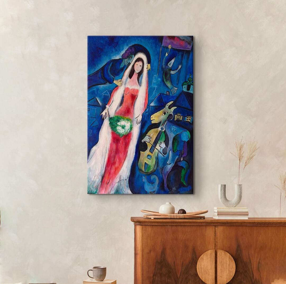 Marc Chagall 'bride and Violinist Goat' Surrealist Art Print - Etsy