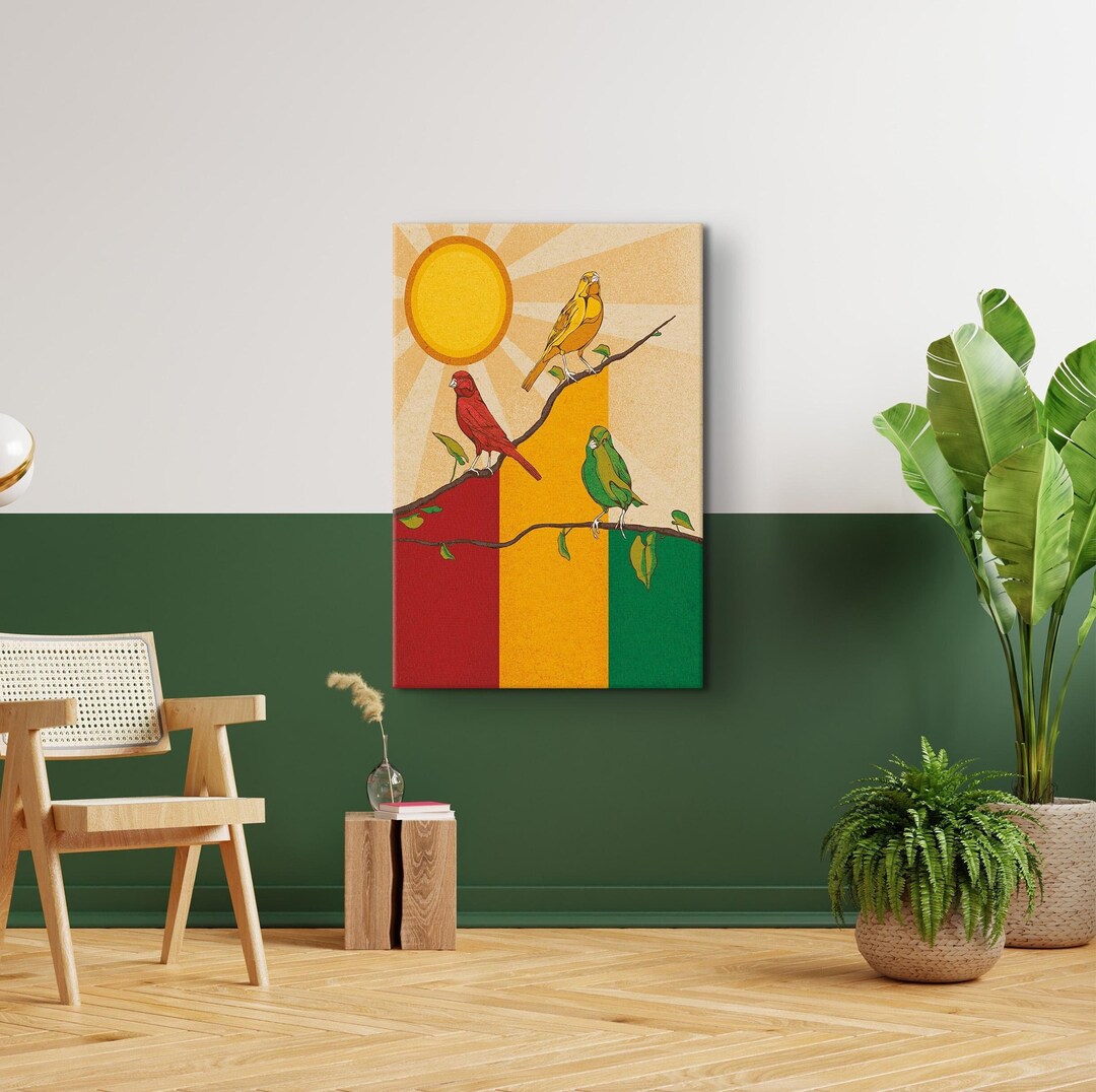 Three Little Birds Poster, Bob Marley Inspired Print, Colorful Birds ...