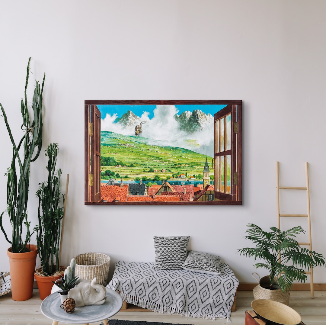 Howl's Moving Castle Poster: Studio Ghibli Anime Art, Ghibli Window ...