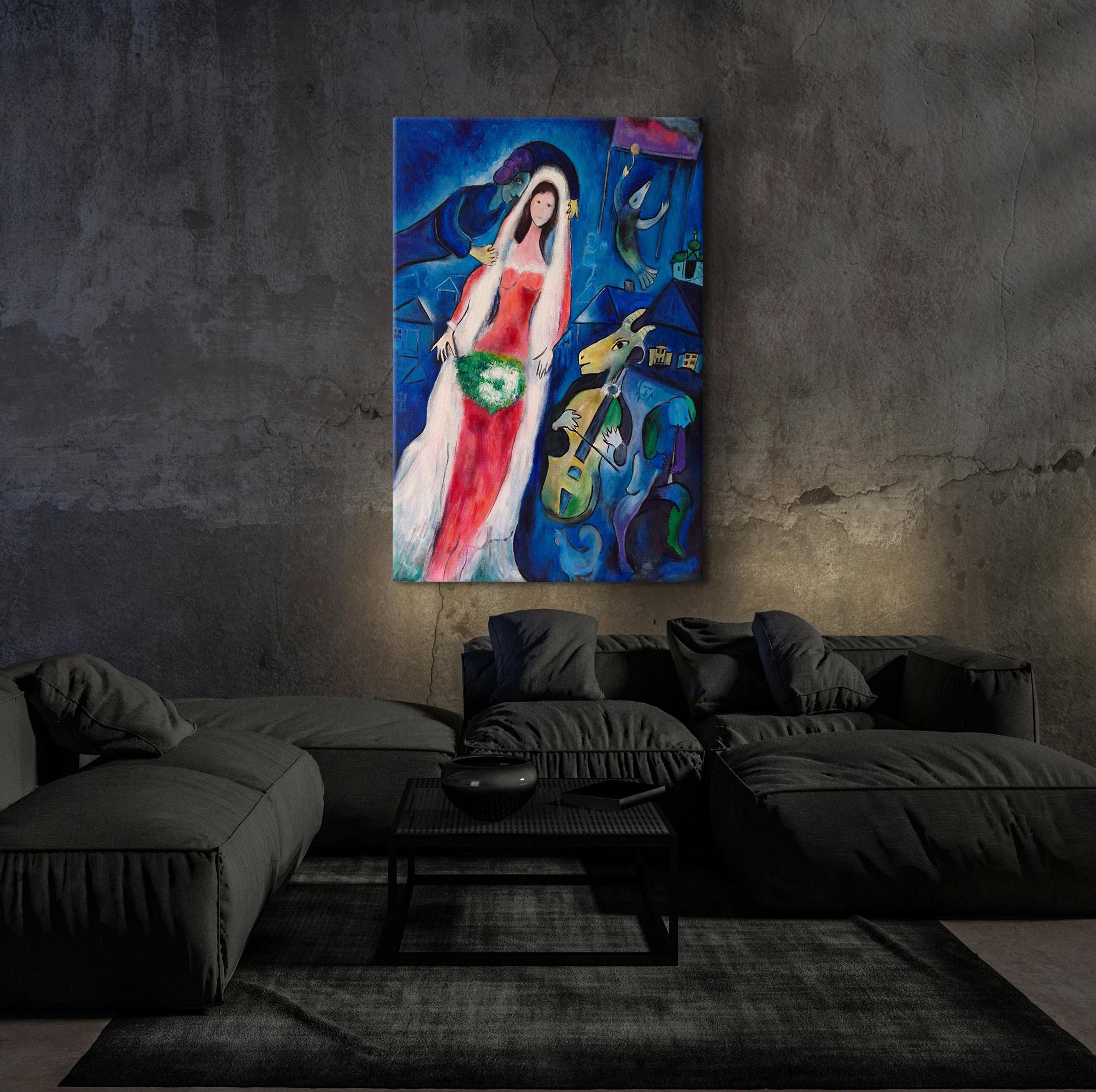 Marc Chagall 'bride and Violinist Goat' Surrealist Art Print - Etsy