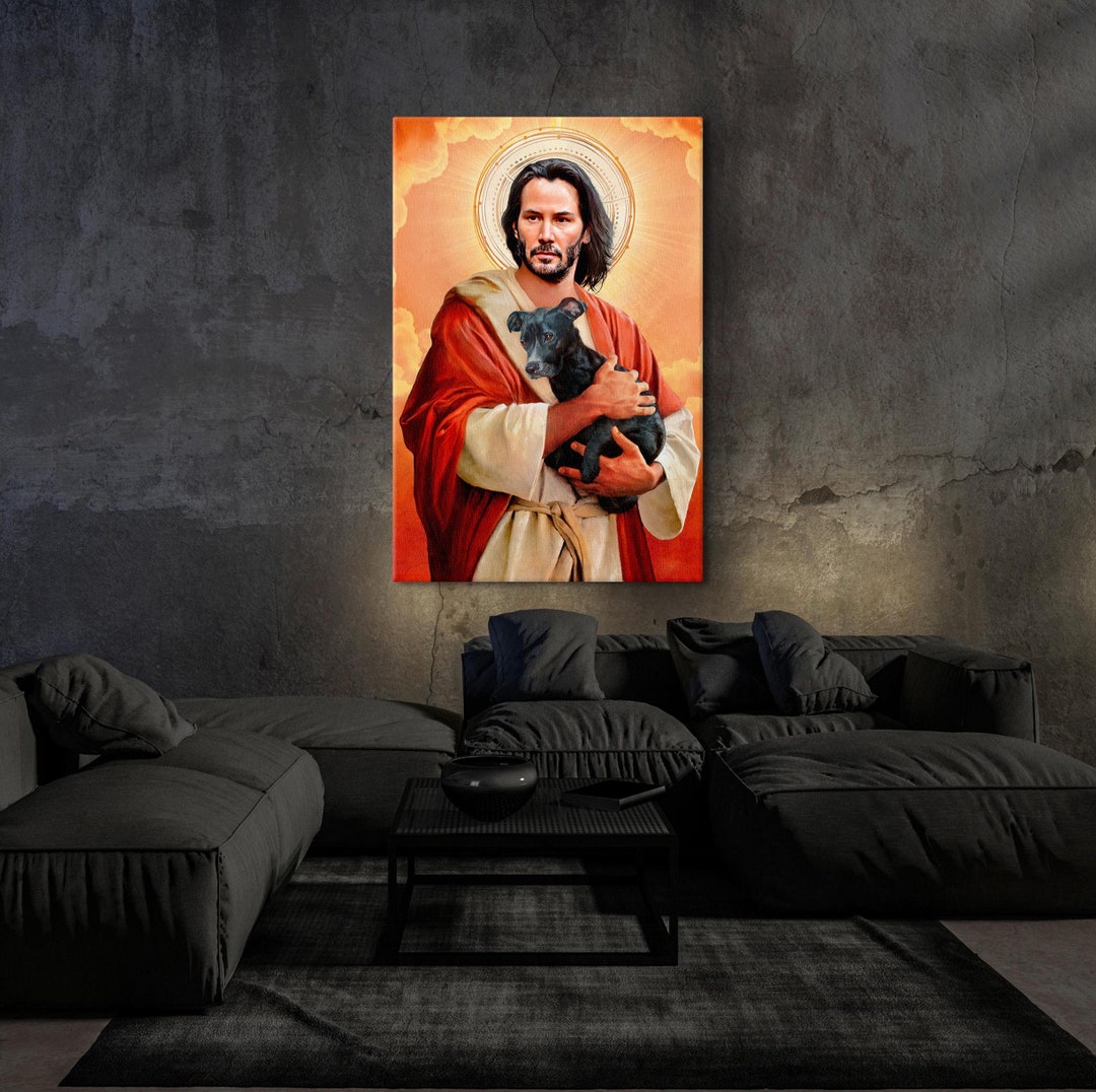 John Wick Poster, John Wick and Dog Print, Jesus Print, Saint Keanu ...