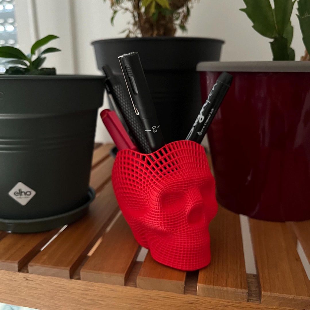 Skull Pencil Holder, Vase, Skeleton Vase, Halloween - Etsy