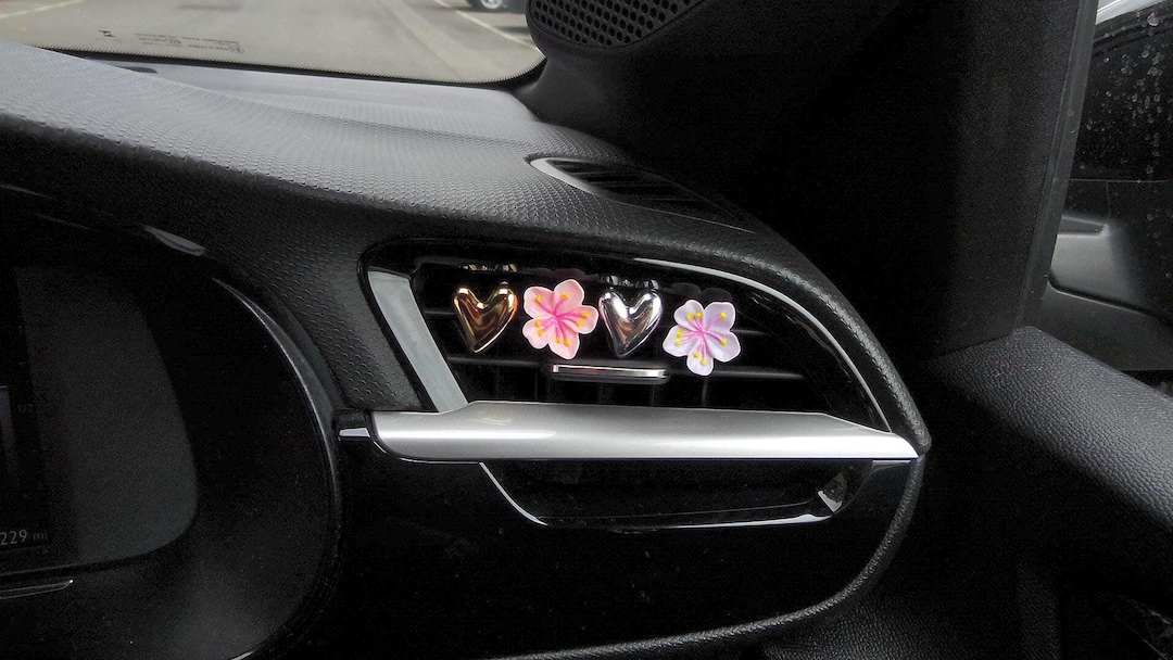 Car Vent Clips - Cute Heart & Flower Car Accessories / Silver Gold ...