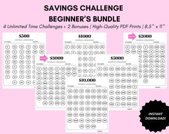 Beginner Savings Challenge, 5000 Dollar Challenge, Printable Savings ...