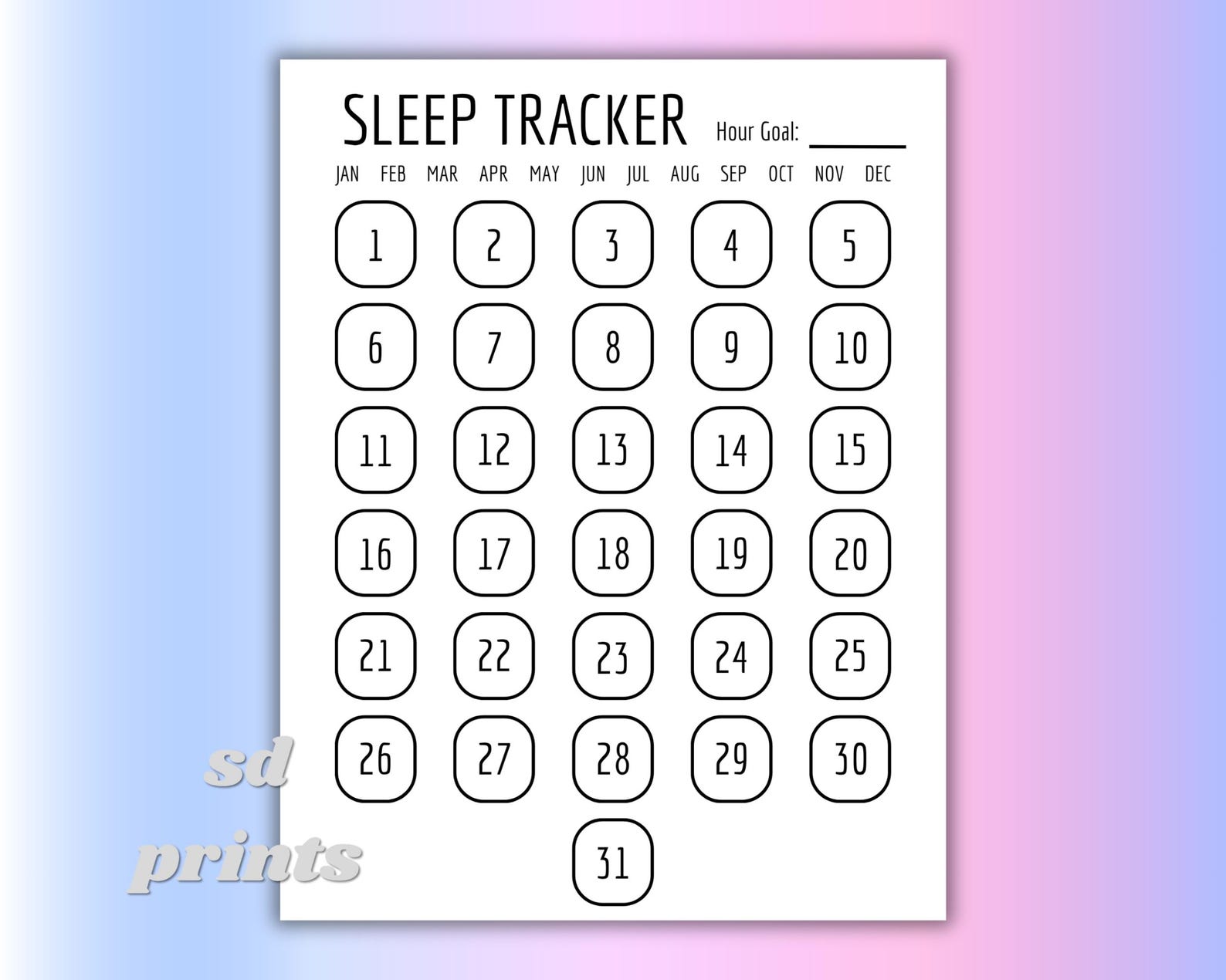 Custom Sleep Habit Tracker: Printable Minimalist Design (PDF Download ...