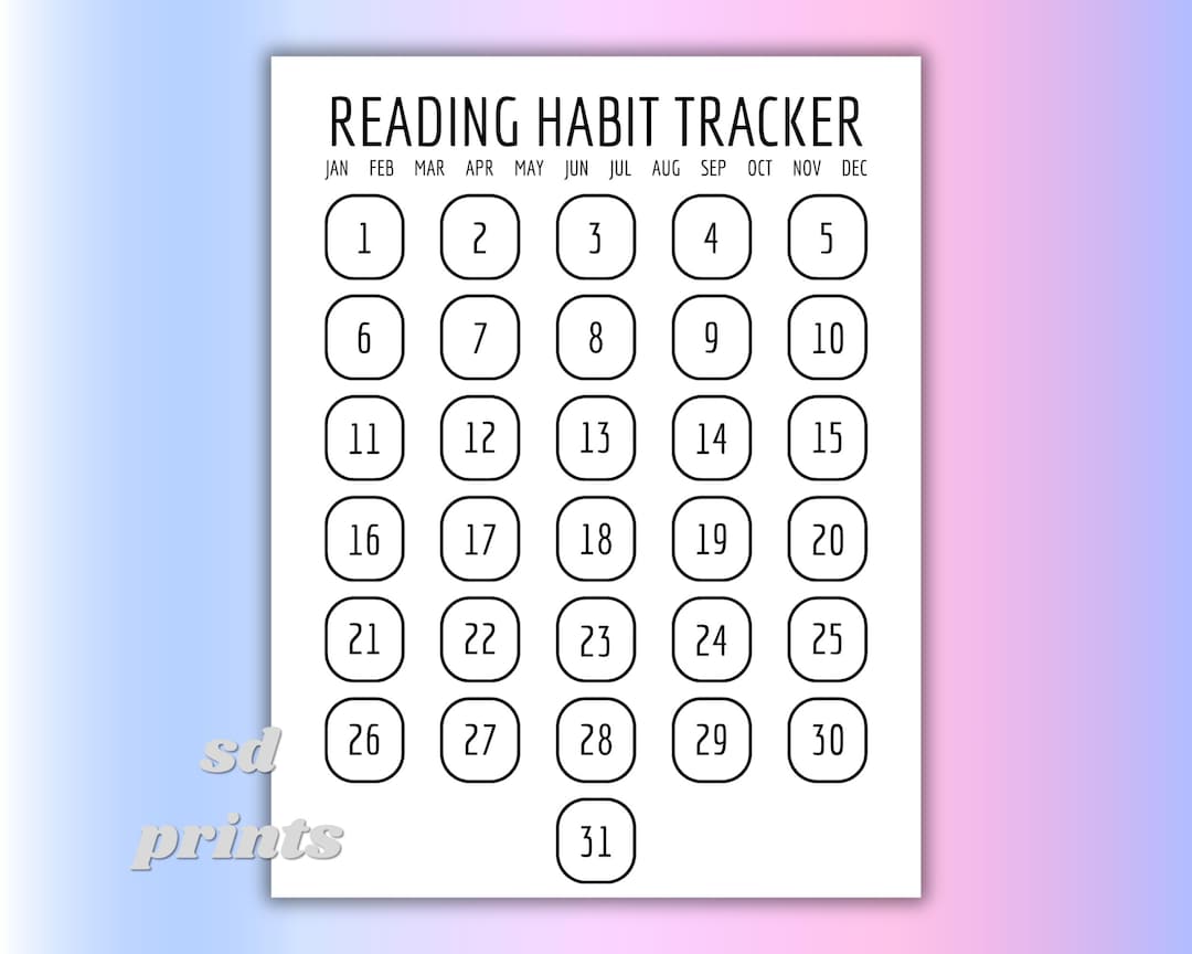 Printable Reading Habit Tracker: Minimalist Progress Sheet (PDF ...