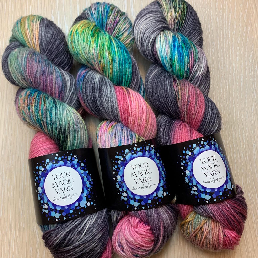 Hand Dyed Socks Yarn, 100g Skein, Merino Wool and Nylon, Fingering ...