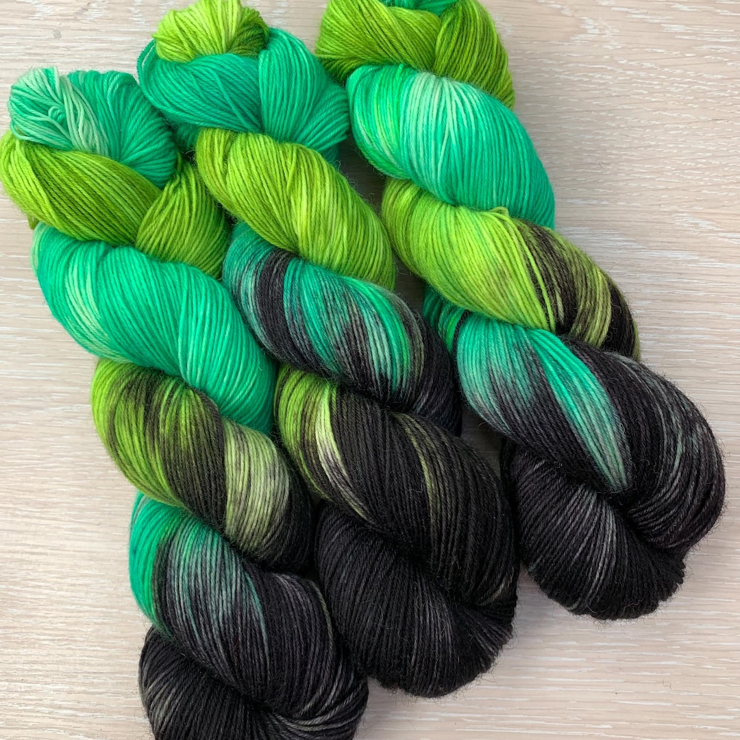 Vibrant Hand-painted Aran Yarn - 100g Neon Green Yarn for Socks ...