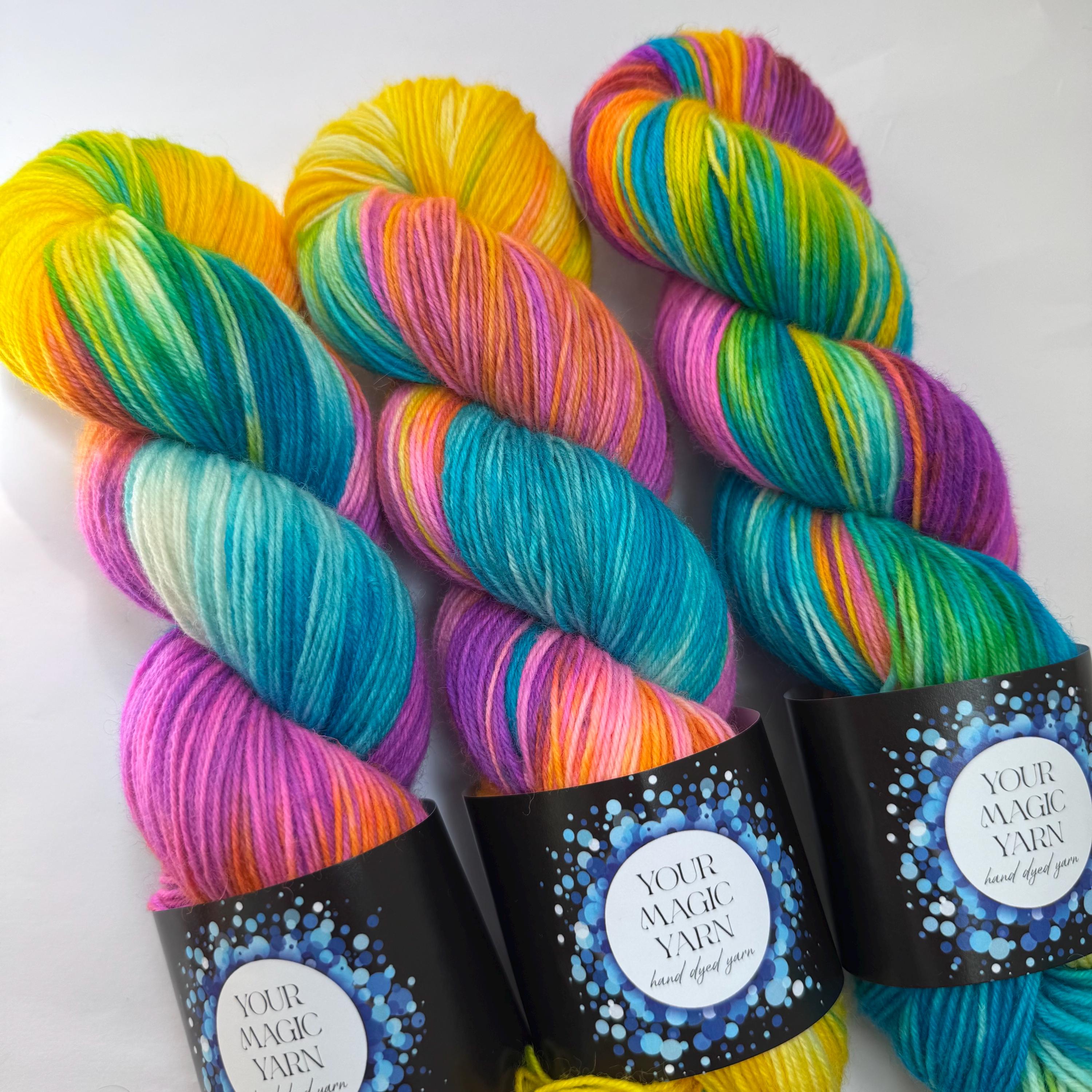 Hand Dyed Rainbow Yarn, Speckled Fingering Weight 80/20 Merino Nylon ...
