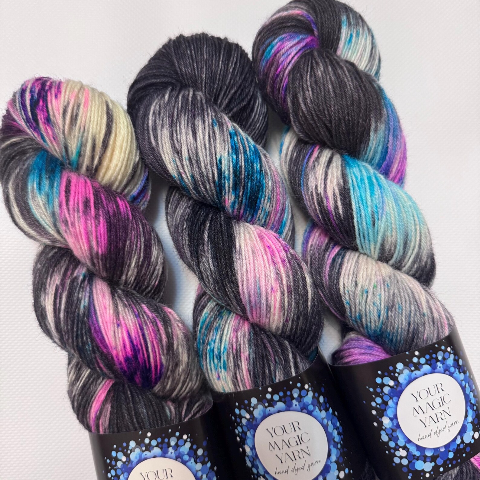 Galaxy Hand Dyed Yarn, Dark Grey, Purple & Blue, Merino Blend, Indie ...