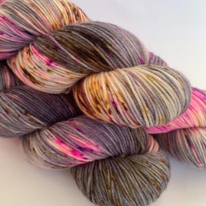 Super Soft Merino, Hand Dyed Yarn , Gray and Purple, 300m in 100 Grams ...