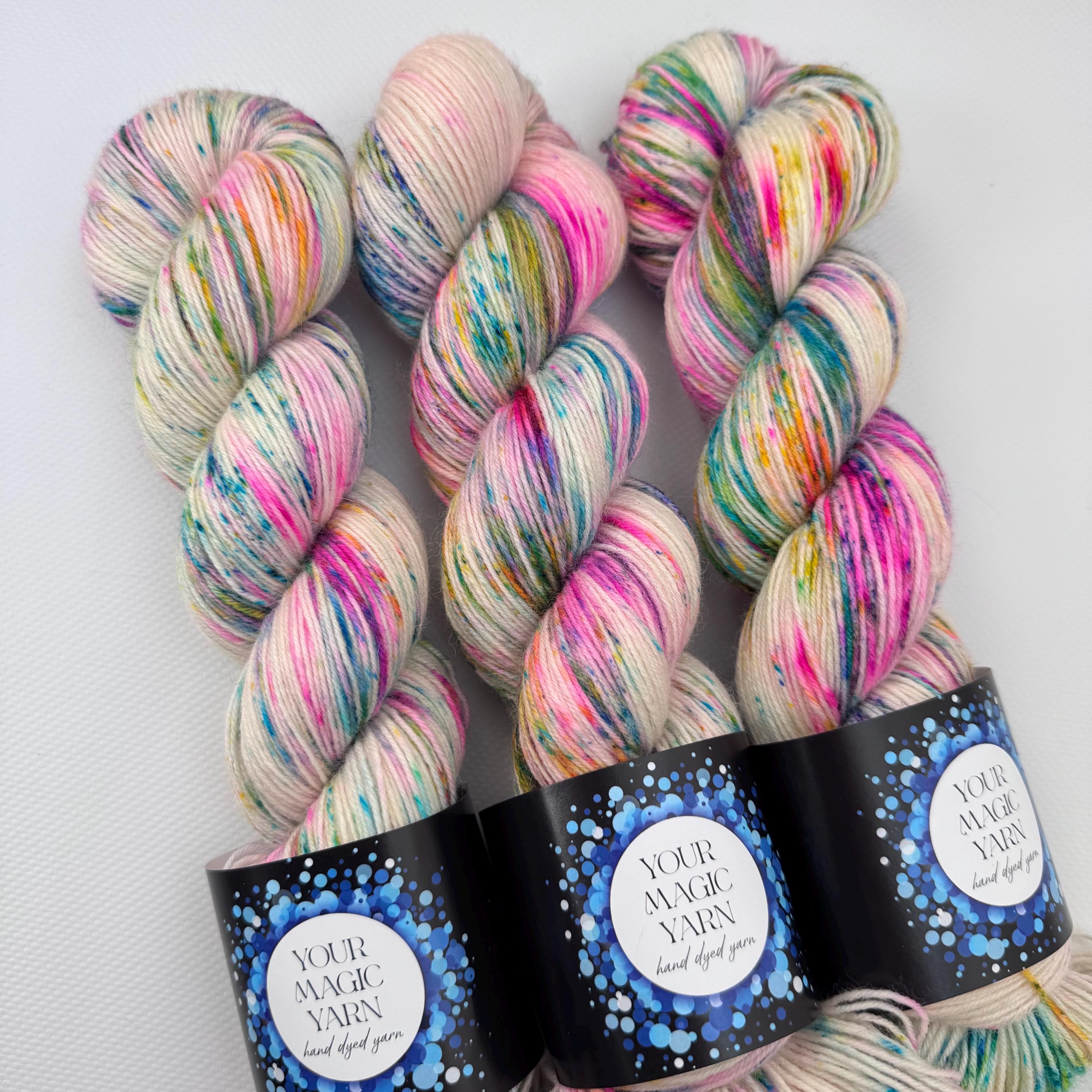 Hand Dyed Rainbow Yarn, Speckled Fingering Weight 80/20 Merino Nylon ...