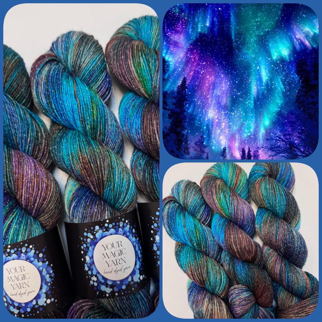 Colorful Yarn for Socks With Lurex, Hand Dyed Painted Yarn, 100g Skein ...