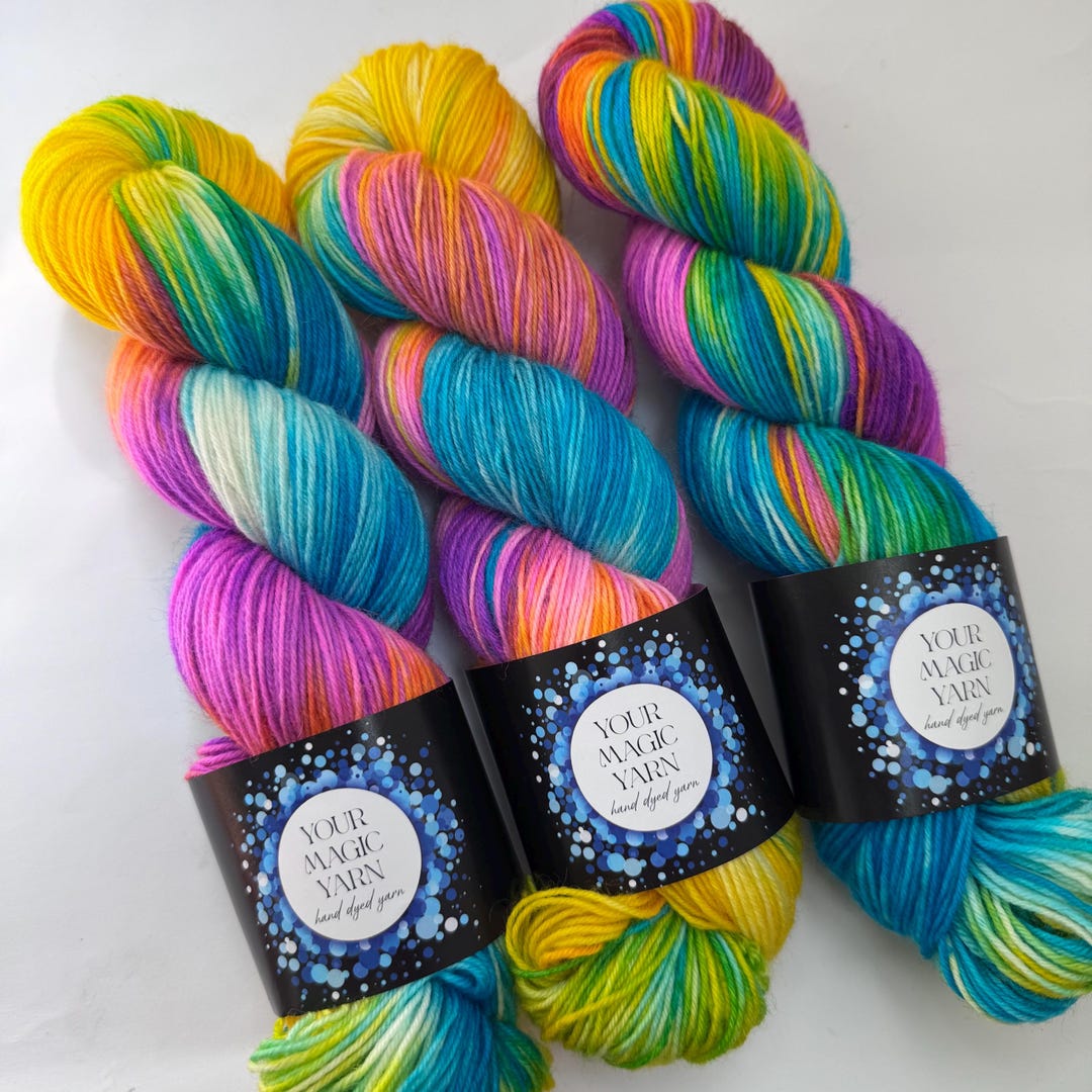 Hand Dyed Rainbow Yarn, Speckled Fingering Weight 80/20 Merino Nylon ...