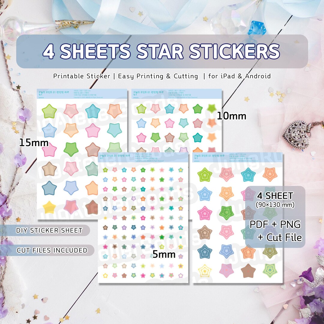 Star Sticker Sheet 5mm 10mm 15mm Reward Chart Stickers for Kids ...