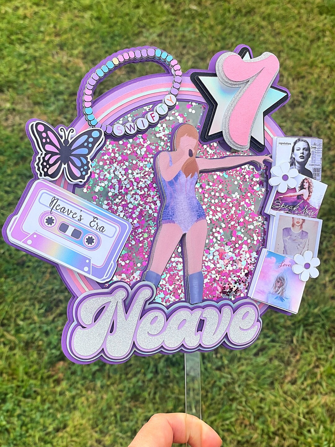 Iridescent Eras Cake Topper: Cassette Tapes, Butterflies, Friendship ...