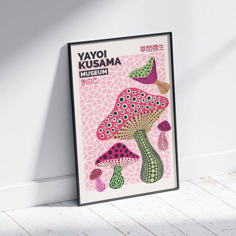 Yayoi Kusama Mushroom Wall Art Yayoi Mushroom Poster Japanese Pop Wall ...
