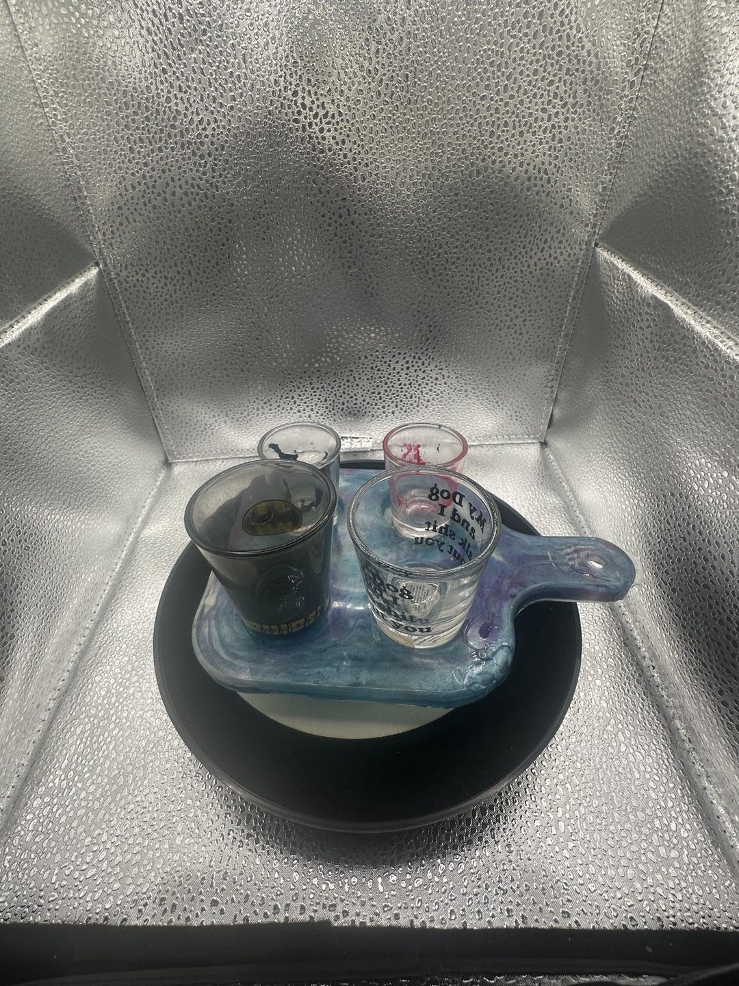Whimsical Handcrafted Resin Shot Glass Tray - Unique Home Decor ...