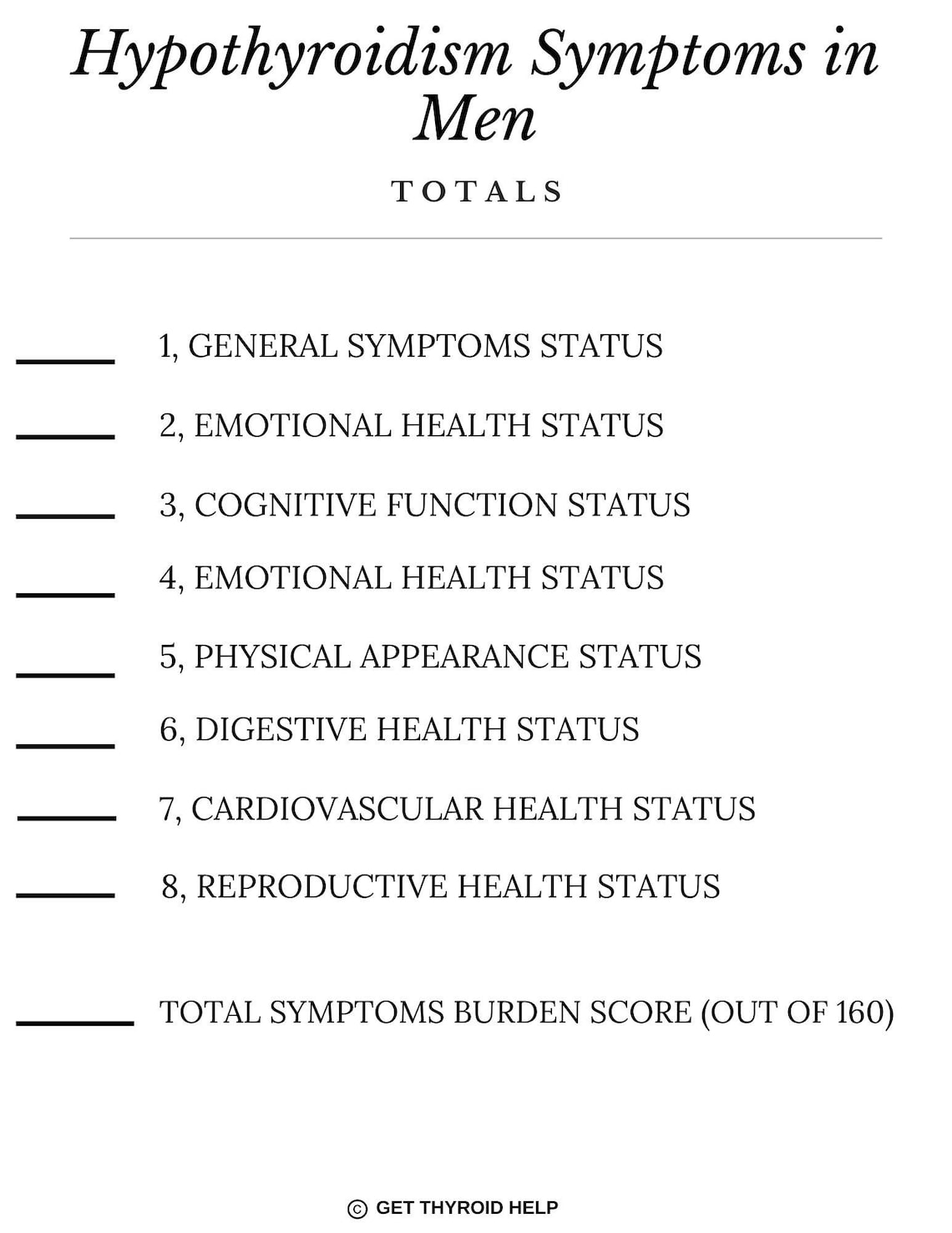 Hypothyroid Symptoms Checklist for Women | Thyroid Self-assessment PDF ...