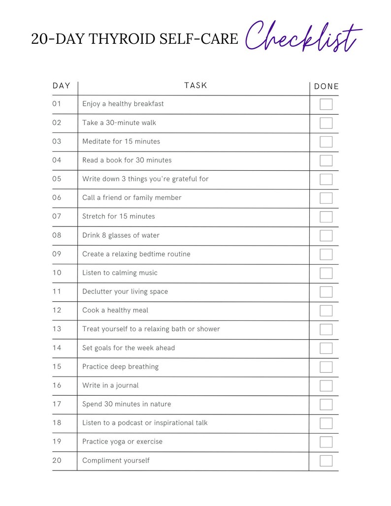 Hyperthyroid Symptoms Checklist for Women Thyroid Self-assessment PDF ...