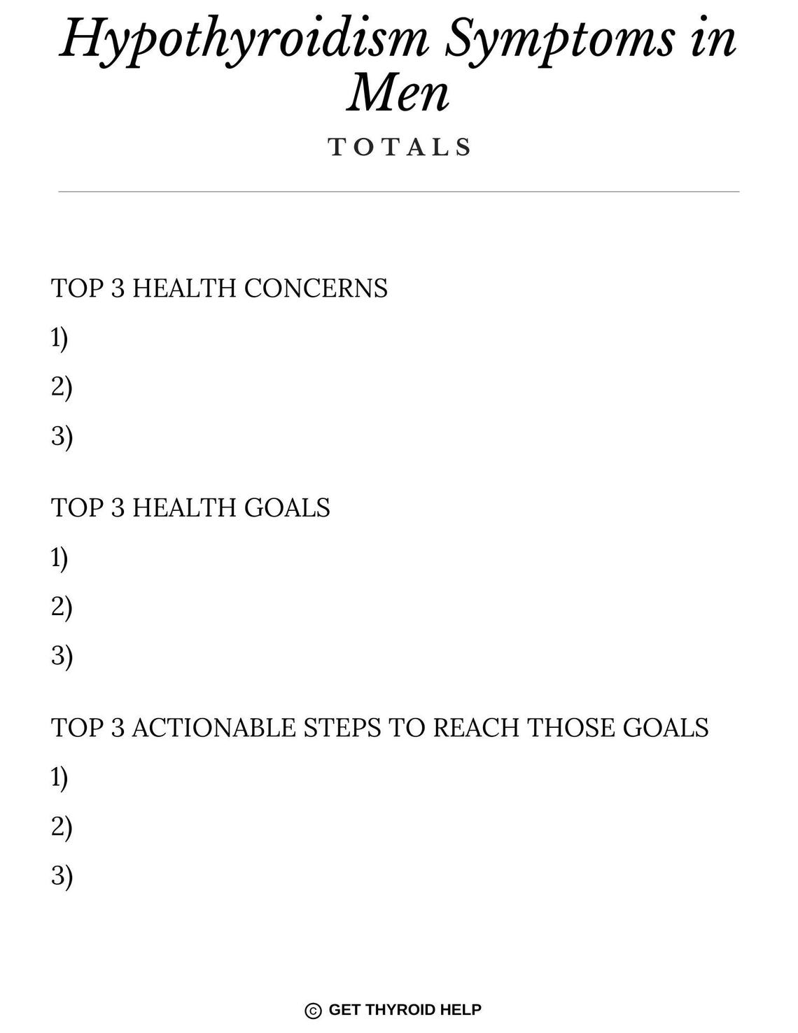 Hyperthyroid Symptoms Checklist for Women Thyroid Self-assessment PDF ...