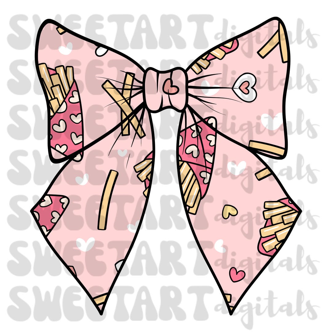 Coquette Fries Valentine's Bow Png, Love, Bow Png, Pink Bow Sublimation ...