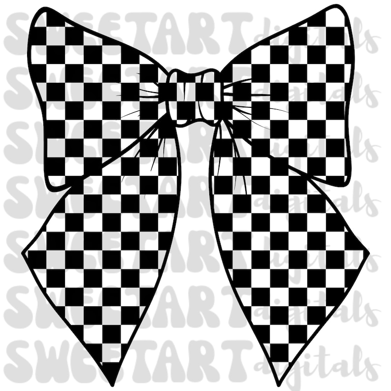 Black and White Checkered Coquette Bow Png, Bow Png, Bow Sublimation ...