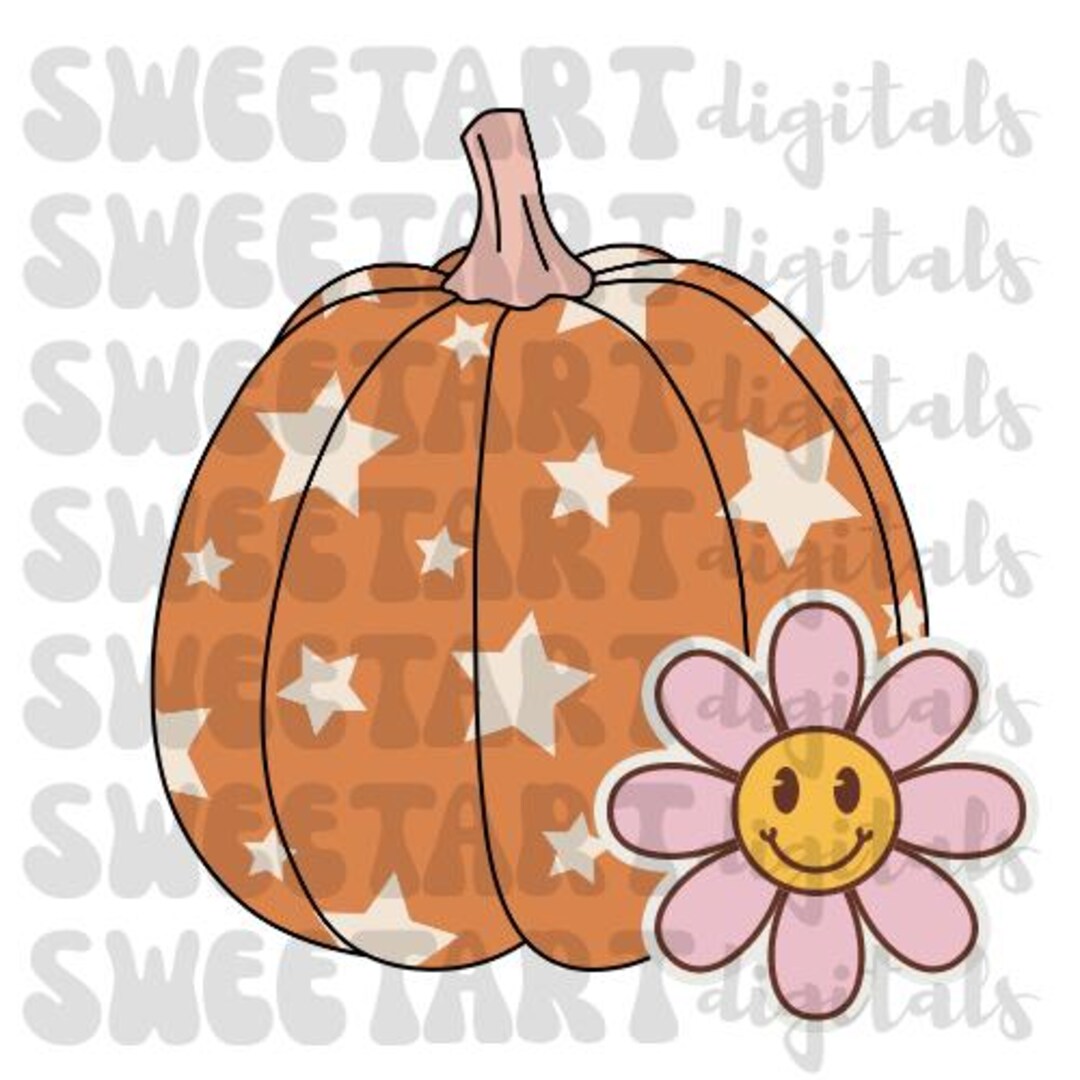 Fall Pumpkins, Smiley Flower, Clipart, Instant Download, DTF, DTG ...