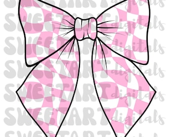 Black and White Checkered Coquette Bow Png, Bow Png, Bow Sublimation ...
