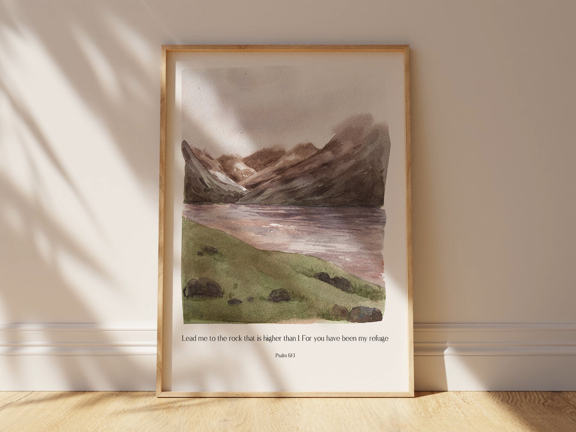 Psalm 61 Christian Art Print, Lead Me to the Rock, Bible Verse Wall Art ...