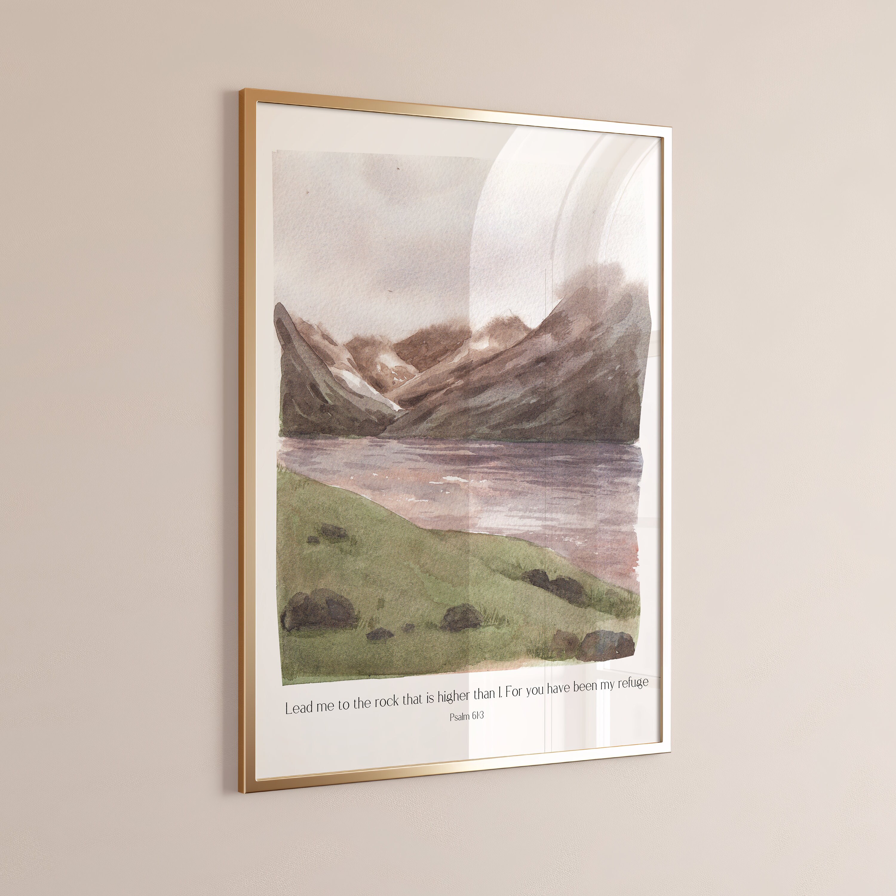 Psalm 61 Christian Art Print, Lead Me to the Rock, Bible Verse Wall Art ...