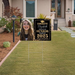 Custom Senior Graduation Yard Sign 2025 With Photo, Personalized Class ...
