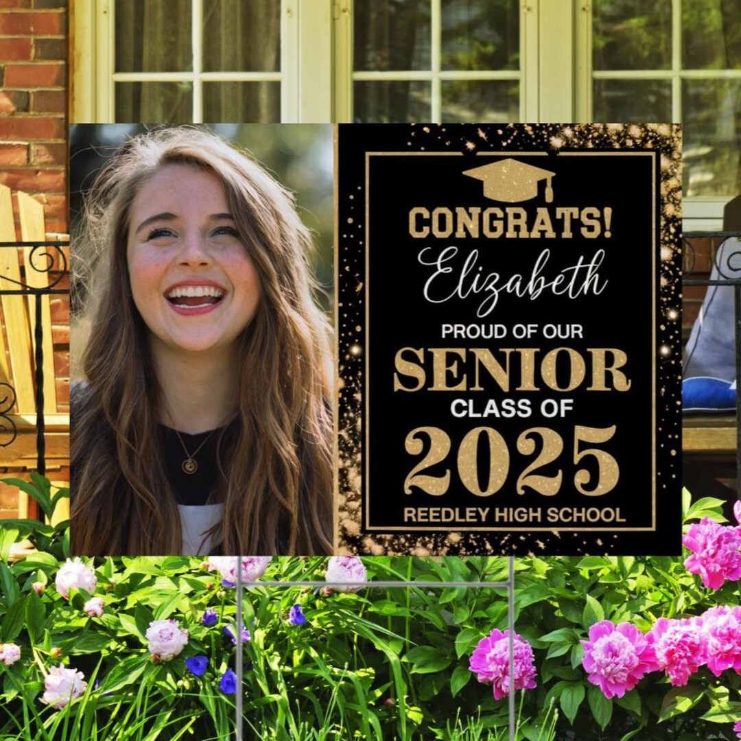 Custom Senior Graduation Yard Sign 2025 With Photo, Personalized Class ...