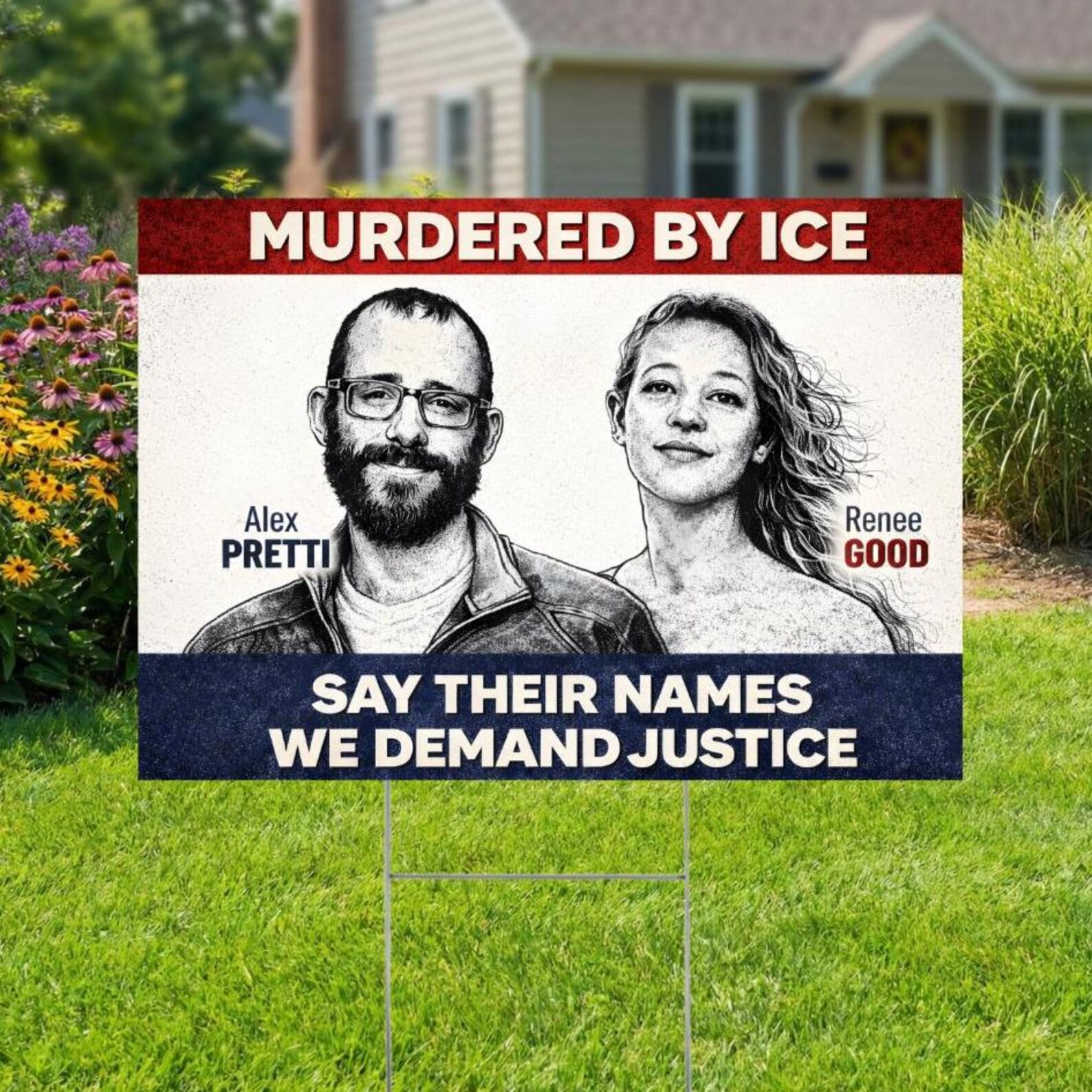 Renee Good and Alex Pretti Yard Sign, Pretti Good, Anti Ice Political ...