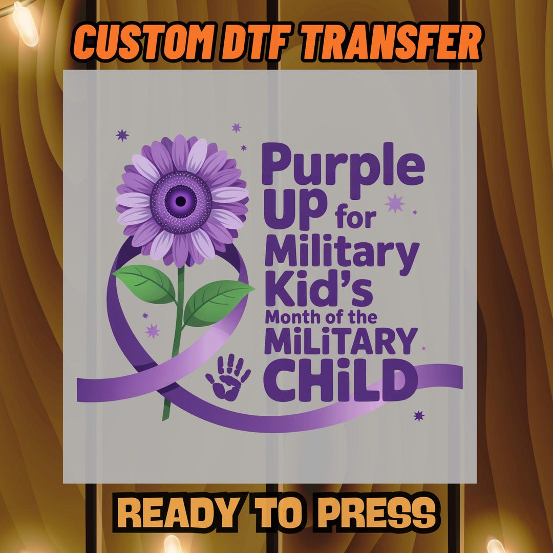 Purple up Military Child DTF Transfer, Month of Military Kid Shirt ...